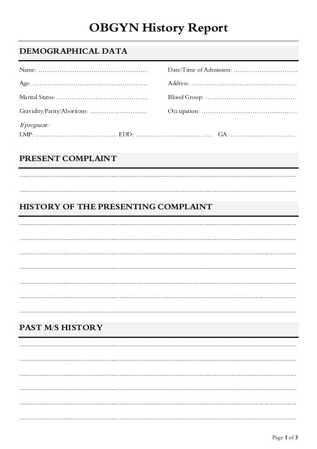 OBGYN History Form | PDF