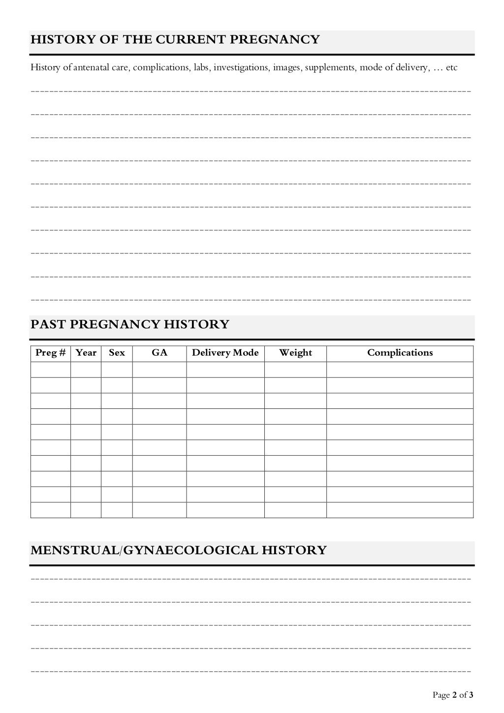 OBGYN History Form | PDF