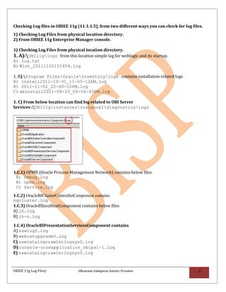 Obiee 11.1.1.5 logfiles | PDF