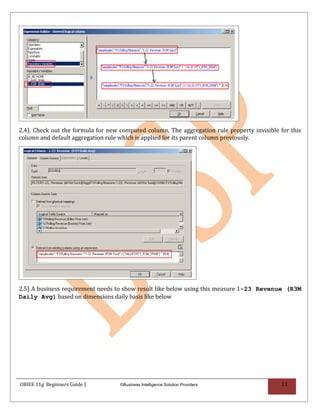 Obiee11g beginner's guide adding calculations | PDF