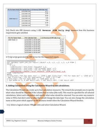 Obiee11g beginner's guide adding calculations | PDF