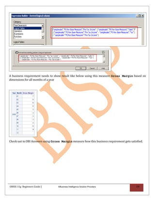 Obiee11g beginner's guide adding calculations | PDF