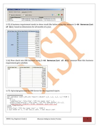 Obiee11g beginner's guide adding calculations | PDF