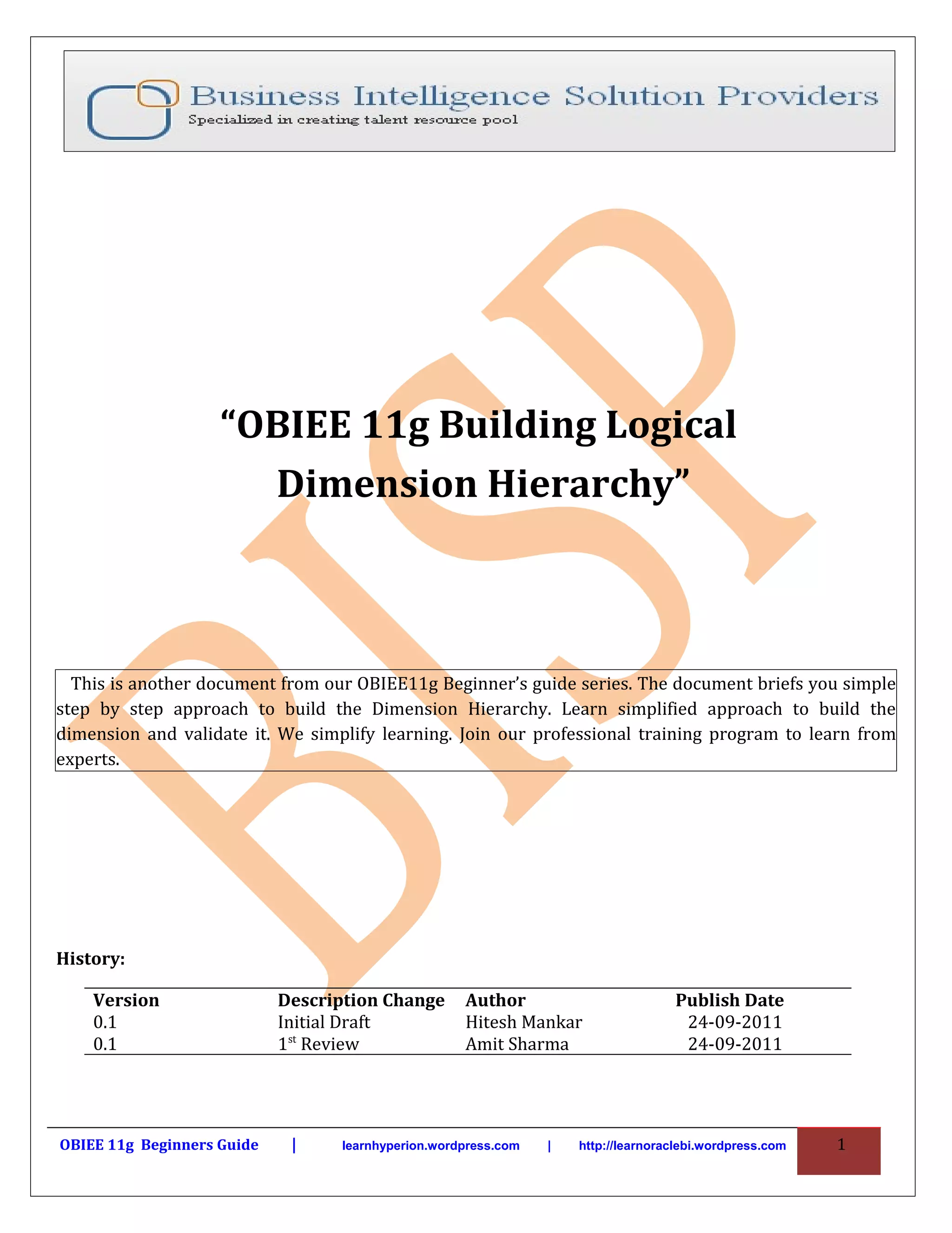 Obiee11g building logical dimension hierarchy | PDF | Databases | Computer Software and Applications
