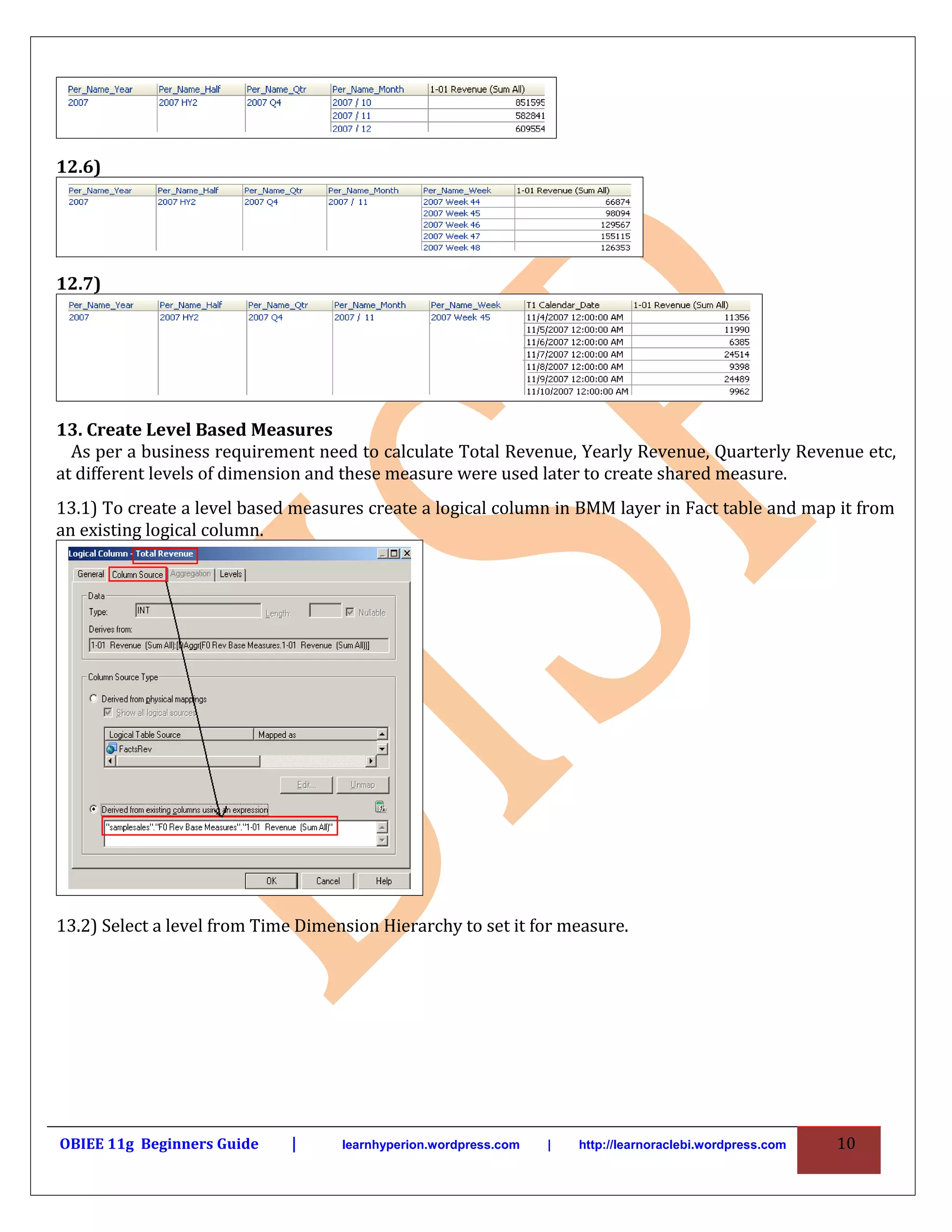 Obiee11g building logical dimension hierarchy | PDF | Databases | Computer Software and Applications