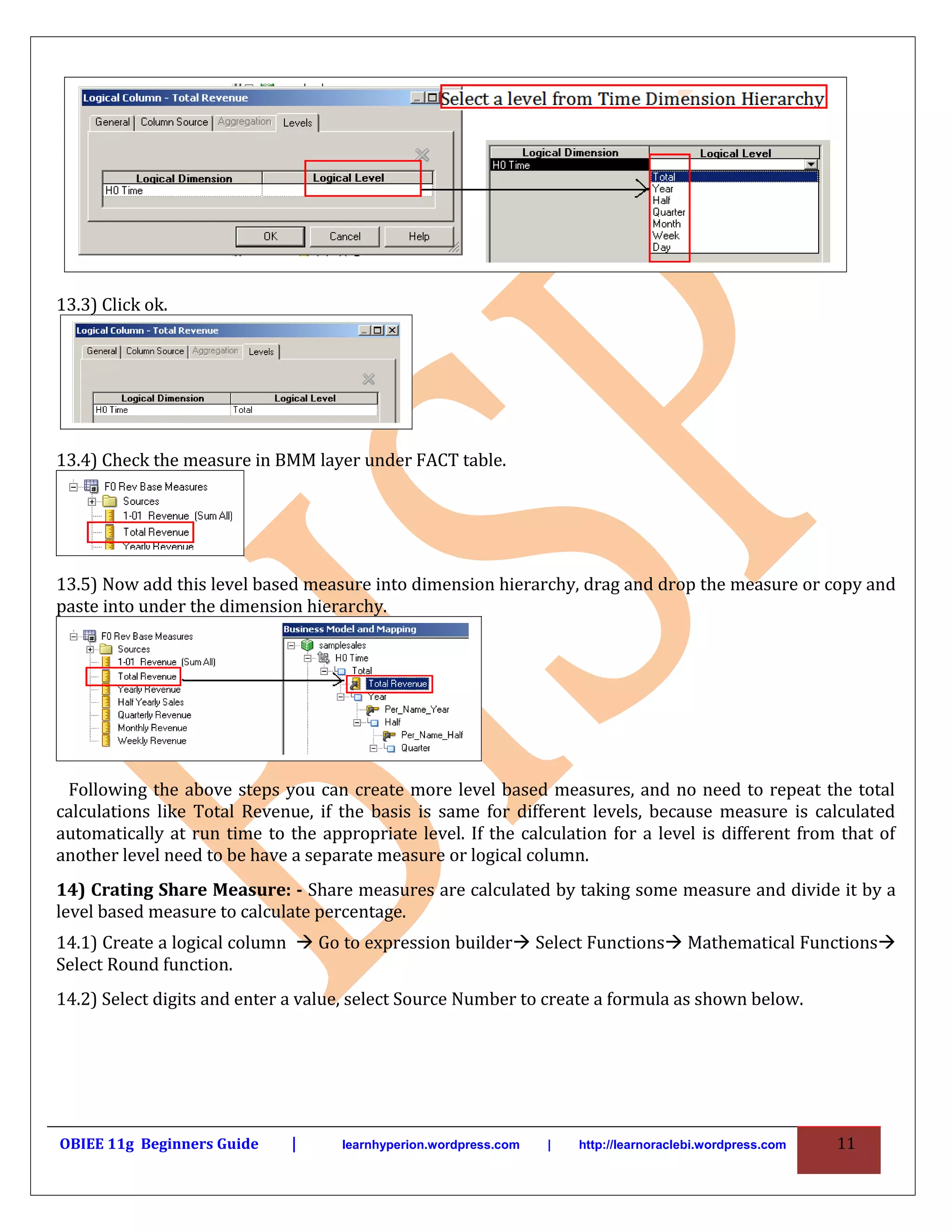Obiee11g building logical dimension hierarchy | PDF | Databases | Computer Software and Applications