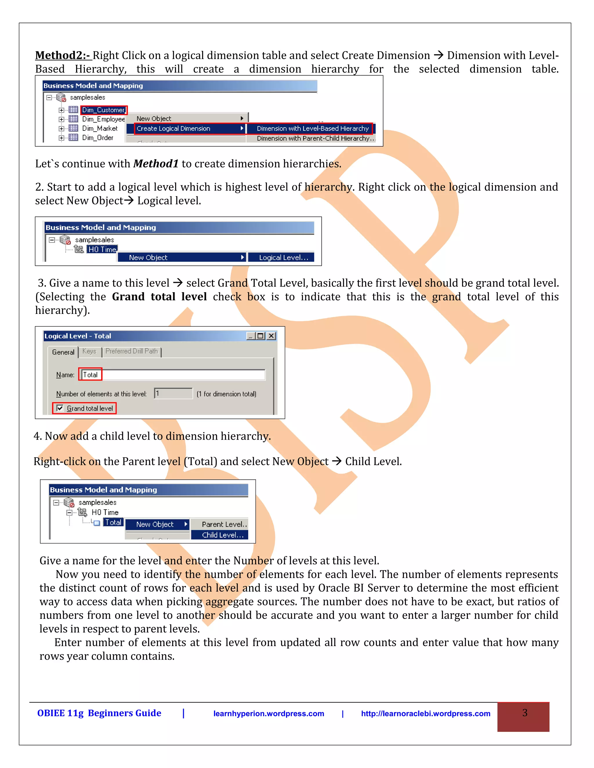 Obiee11g building logical dimension hierarchy | PDF | Databases | Computer Software and Applications