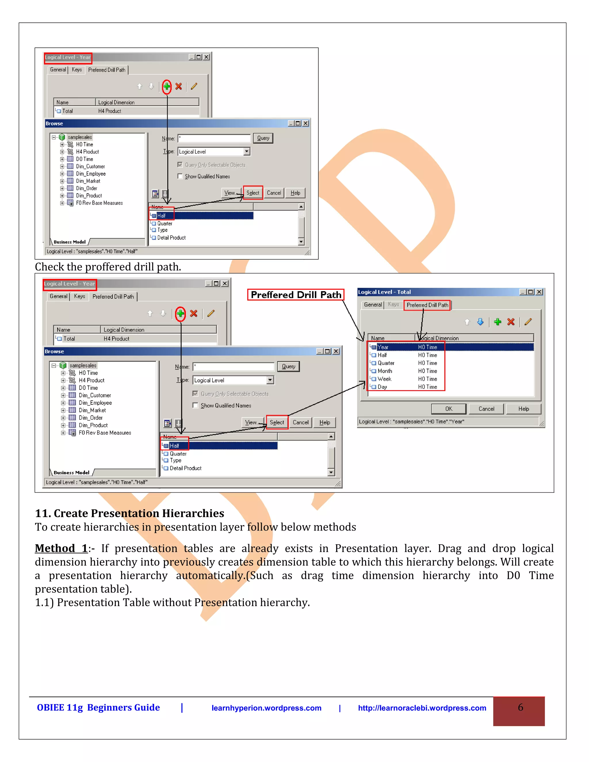 Obiee11g Building Logical Dimension Hierarchy Pdf Databases Computer Software And Applications