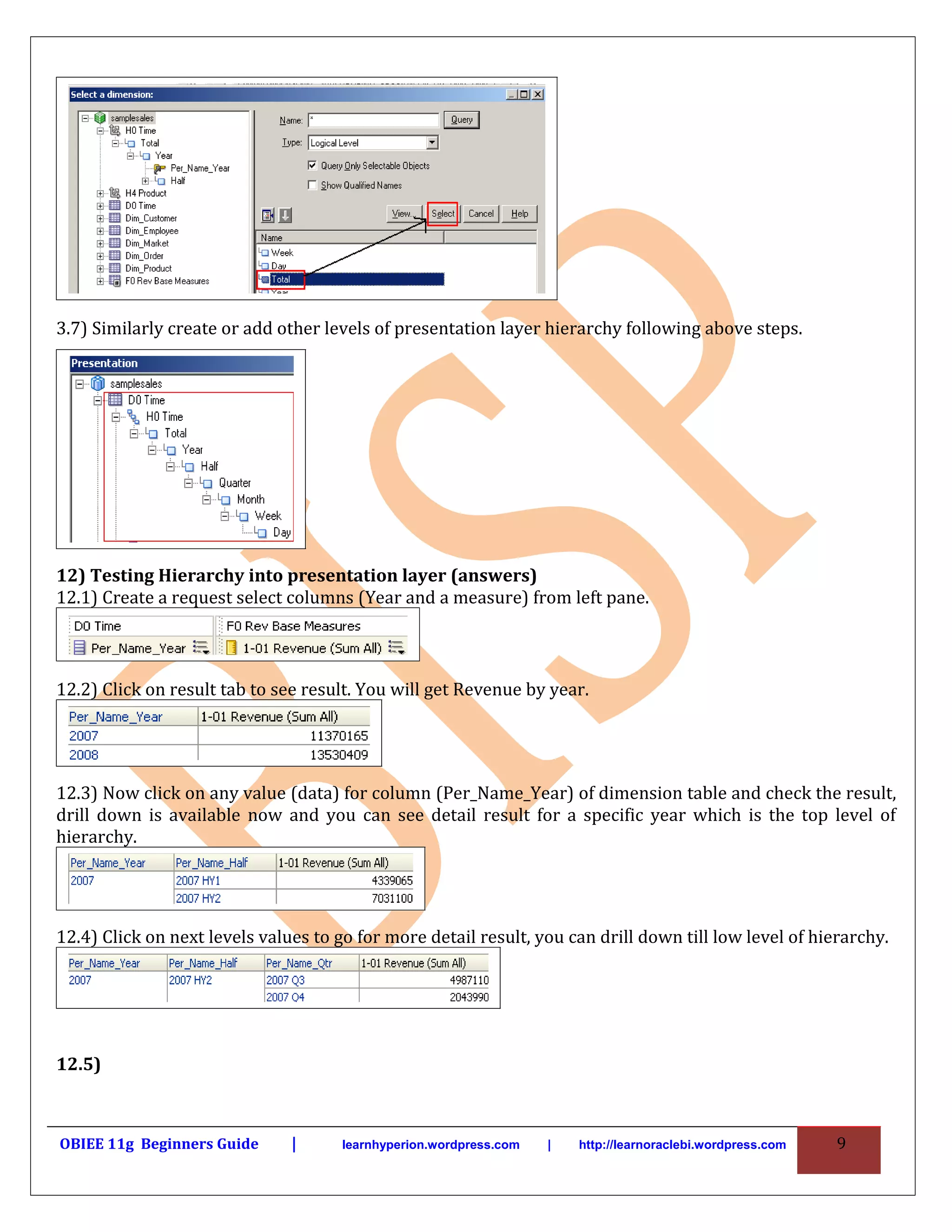 Obiee11g building logical dimension hierarchy | PDF | Databases | Computer Software and Applications