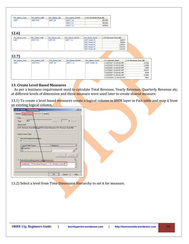 Obiee11g building logical dimension hierarchy | PDF | Databases | Computer Software and Applications