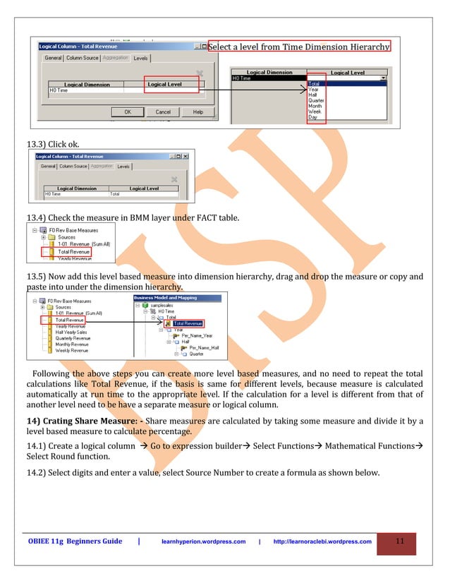 Obiee11g building logical dimension hierarchy | PDF | Databases | Computer Software and Applications
