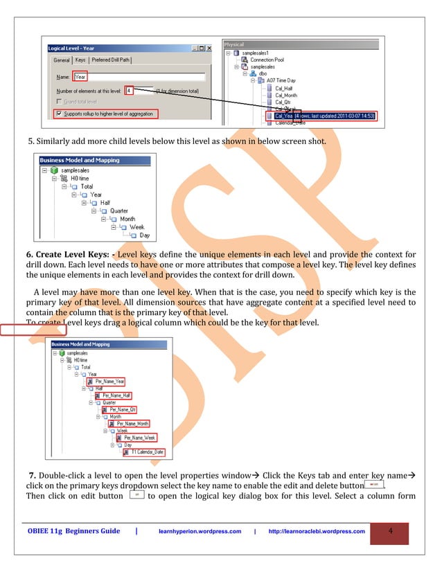 Obiee11g building logical dimension hierarchy | PDF | Databases | Computer Software and Applications
