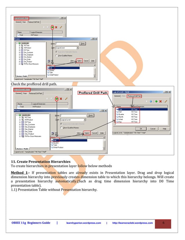 Obiee11g building logical dimension hierarchy | PDF | Databases | Computer Software and Applications