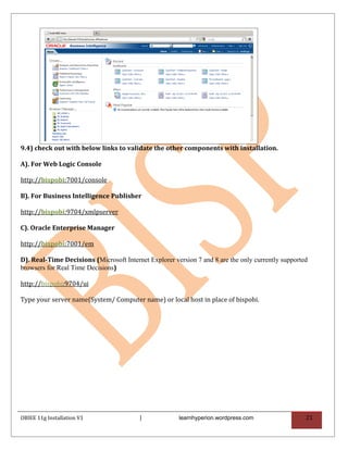 Obiee 11g installation | PDF