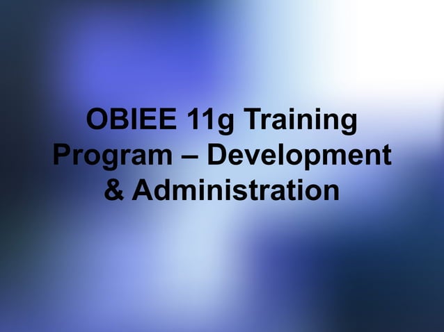 OBIEE 11G TRAINING PROGRAM | PPT