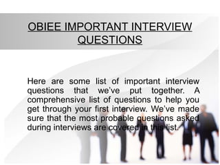OBIEE Interview Questions | PPT
