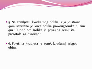 Obim i površina kvadrata i pravougaonika | PPTX