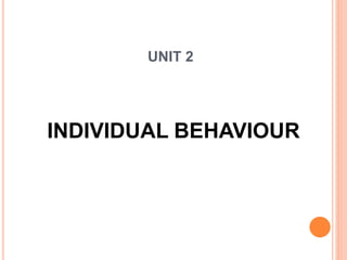 OB INDIVIDUAL BEHAVIOR PERSONALITY notes js.ppt