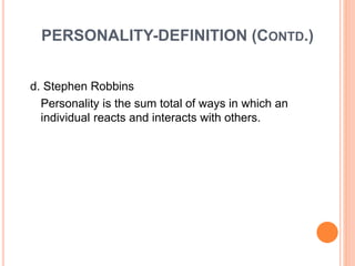 OB INDIVIDUAL BEHAVIOR PERSONALITY notes js.ppt
