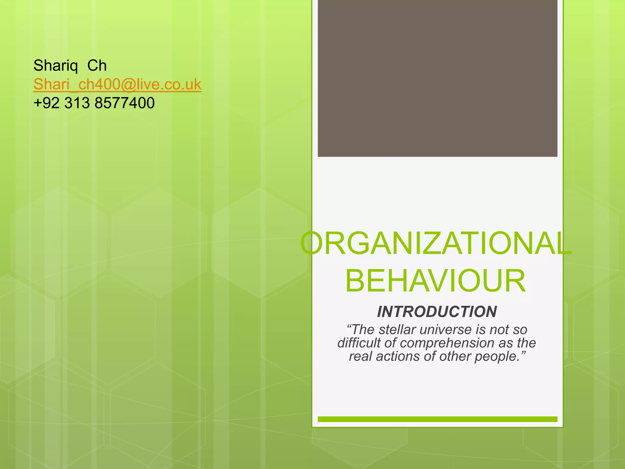 Organizational behaviour OB Chapter 1 | PPTX