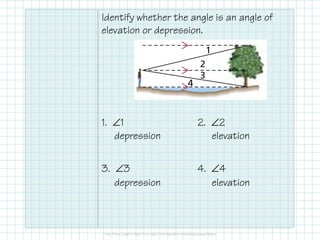 Obj. 42 Angles of Elevation and Depression | PDF