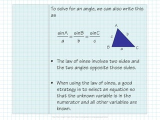 Obj. 43 Laws of Sines and Cosines | PDF | Physics | Science