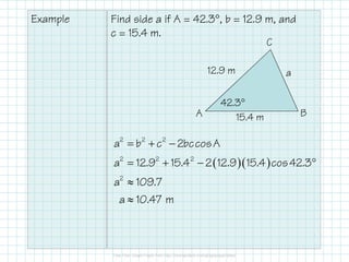 Obj. 43 Laws of Sines and Cosines | PDF | Physics | Science