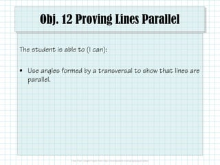 Obj. 12 Proving Lines Parallel | PPT