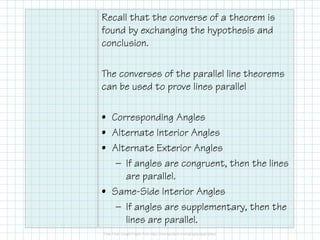 Obj. 12 Proving Lines Parallel | PPT