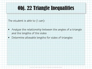 Obj. 22 Triangle Inequalities | PPT