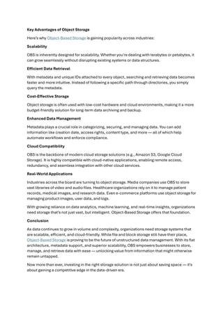 Object Based Storage: Future of Unstructured Data Management | PDF