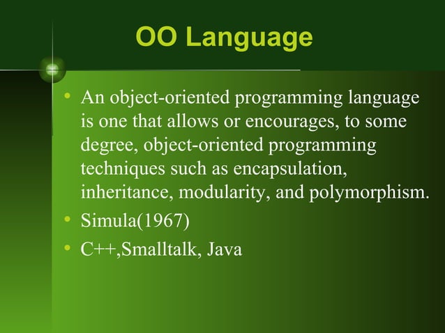 Object Oriented Language | PPT