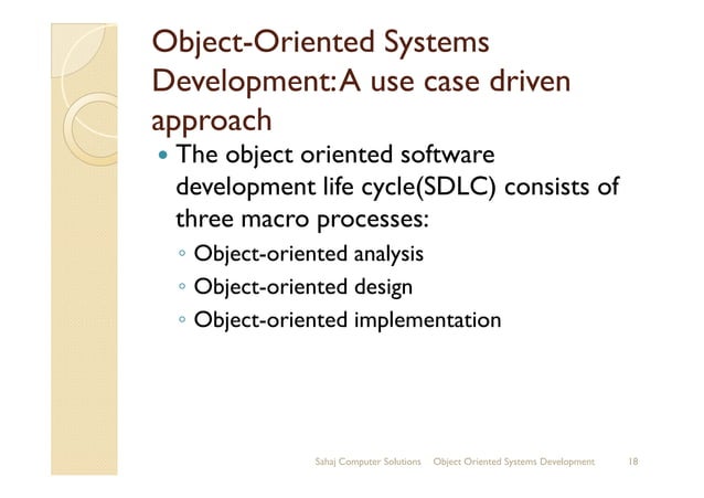 Object Oriented Systems Development Life Cycle Ppt Pdf Operating Systems Computer Software