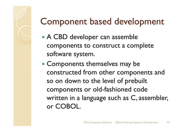 Object Oriented Systems Development Life Cycle Ppt Pdf Operating