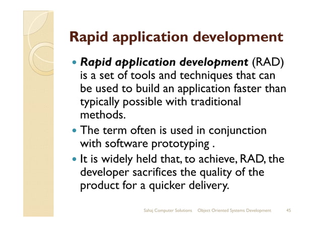 Object Oriented Systems Development Life Cycle Ppt Pdf Operating Systems Computer Software