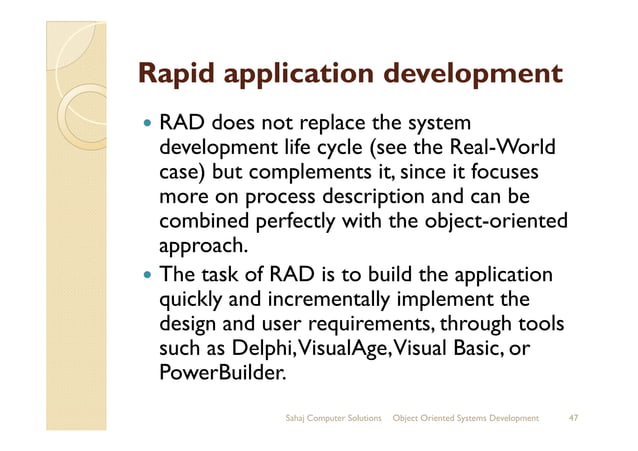 Object Oriented Systems Development Life Cycle Ppt Pdf Operating Systems Computer Software