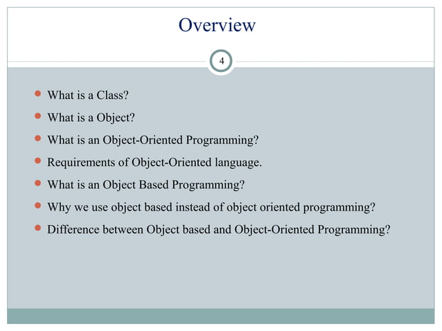 Object oriented vs. object based programming | PPT