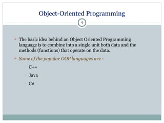 Object oriented vs. object based programming | PPT