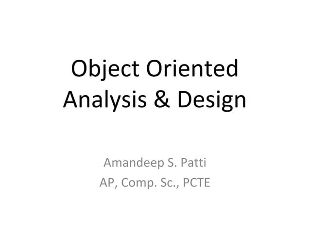 Object analysis and design | PPT