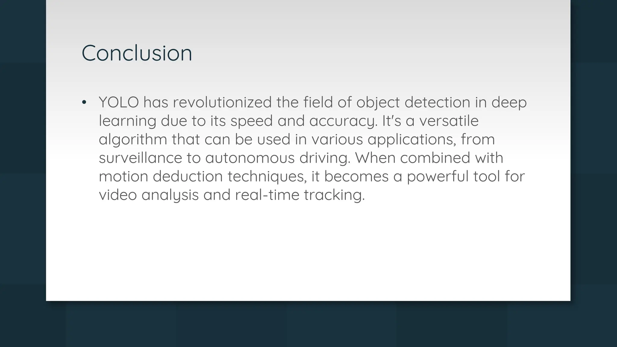 Object And Motion Deduction System Using Yolo In Deep Learning Pptx