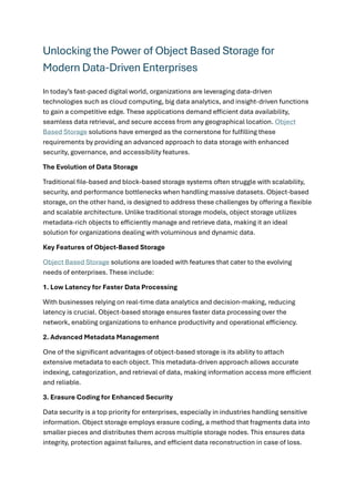 Object-Based Storage: The Backbone of Cloud and AI Technologies | PDF