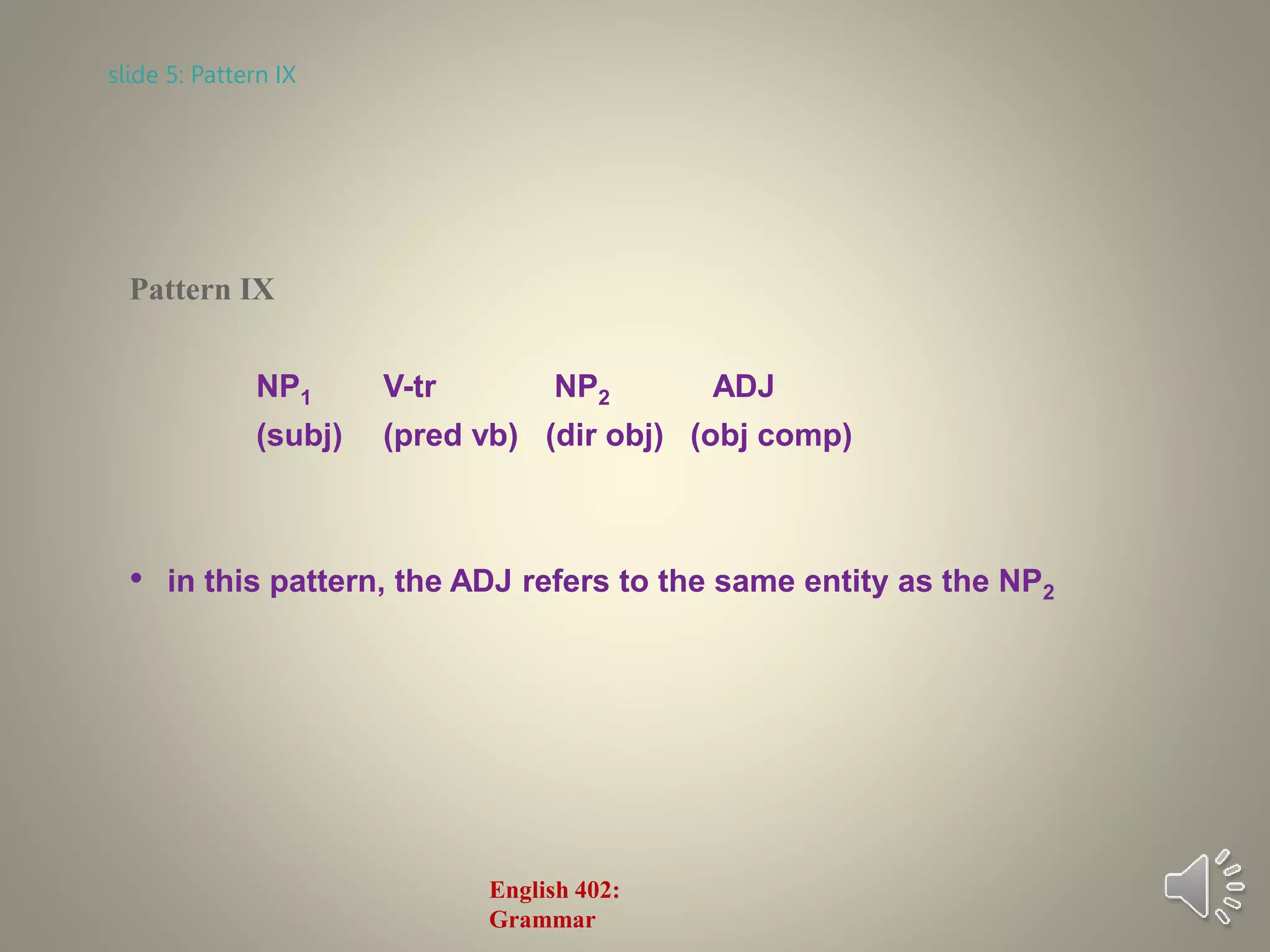English Grammar Lecture 13: The Object Complement Patterns | PPTX | Programming Languages ...