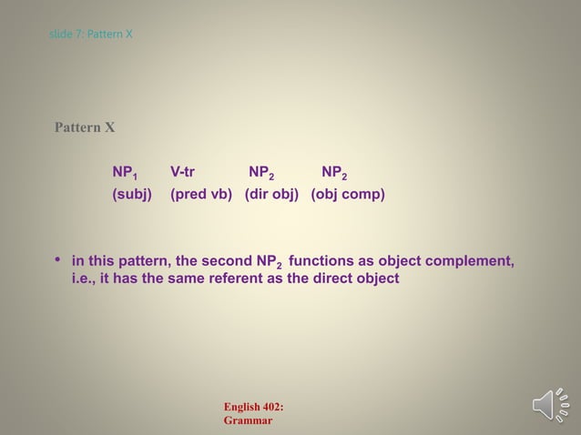 English Grammar Lecture 13: The Object Complement Patterns | PPTX ...