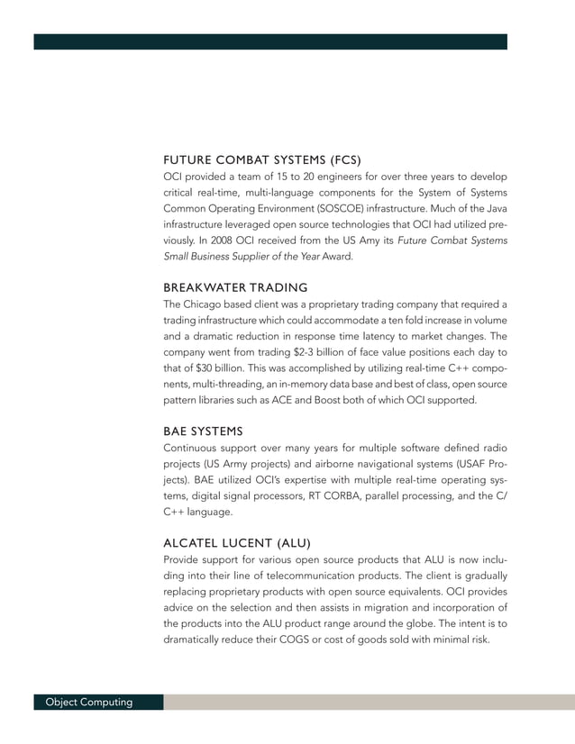 Object Computing Brochure | PDF | Computing | Technology & Computing