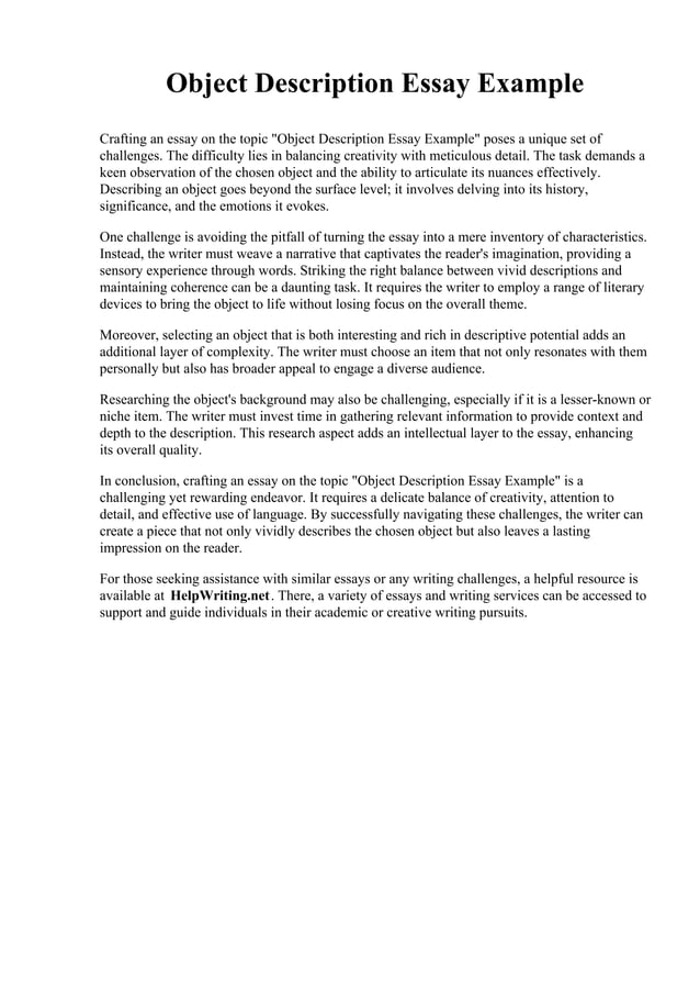 Object Description Essay Example | PDF