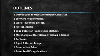 Measuring objects dimension from the uploaded photograph using openCv in Python | PPT