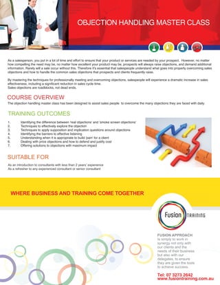 Objection handling master class | PDF | Sales | Business