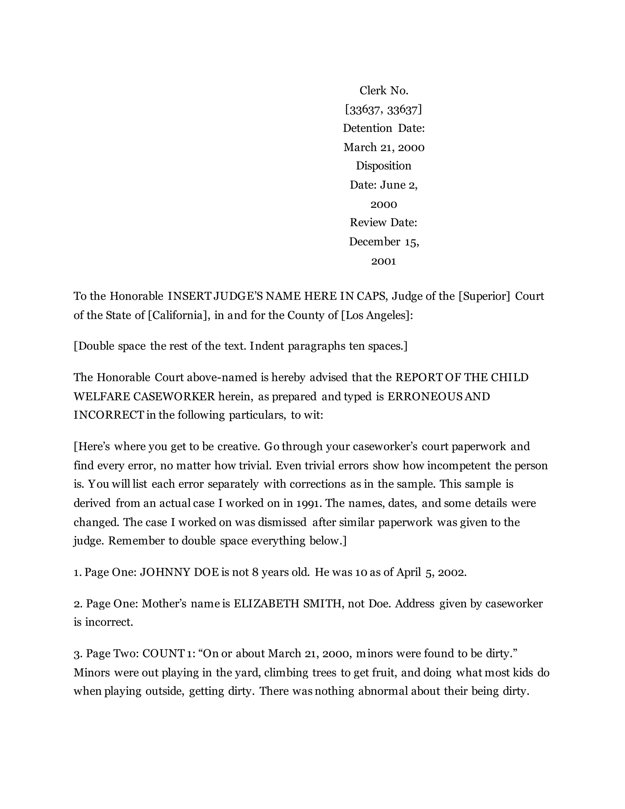 Objections and corrections draft | DOCX