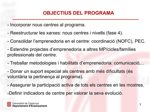 Objectius 15 16 emprenedoria | PPT