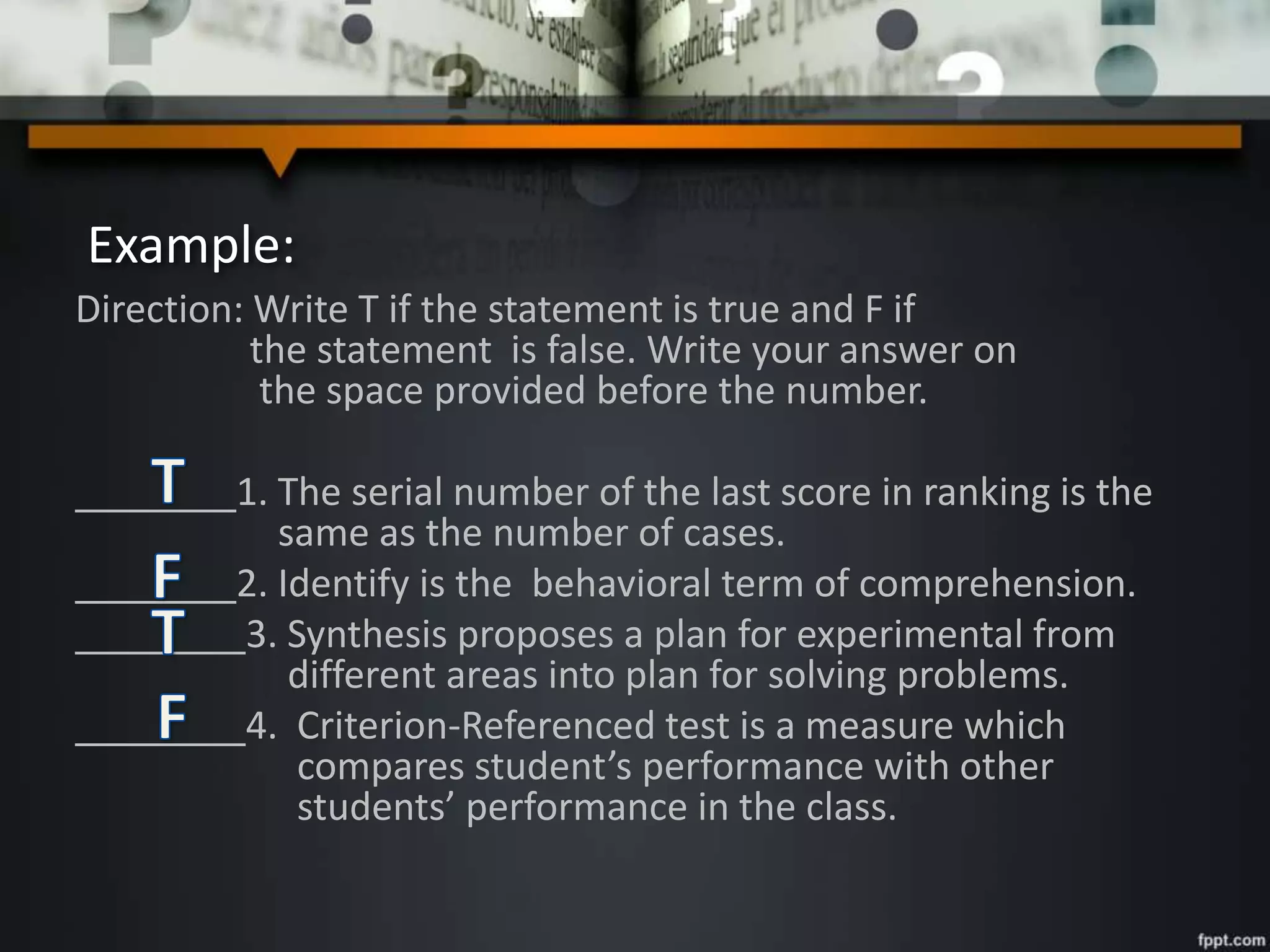 Objective Test Type Pptx Standardized Testing Educational Assessment